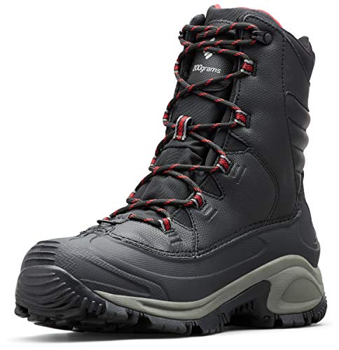 Columbia Men's Bugaboot III Wide Mid Calf Boot, Black, Bright red, 11.5 Wide US