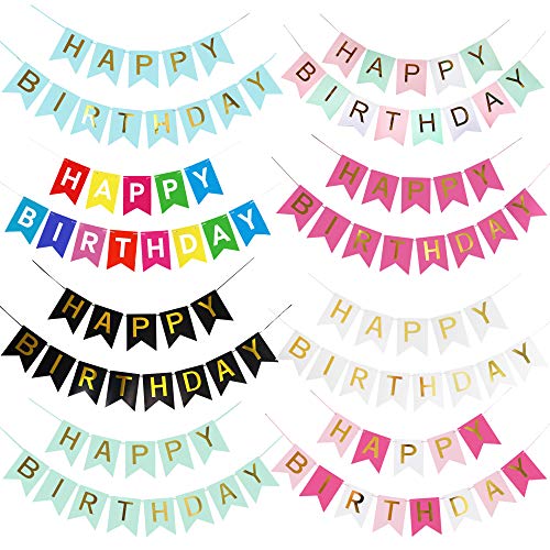 Heidaman Classic Bronzing Fish Tail Happy Birthday Banner Multiple Colour Party Decorations Birthday Decor For Adult Boy Girl-Blue White