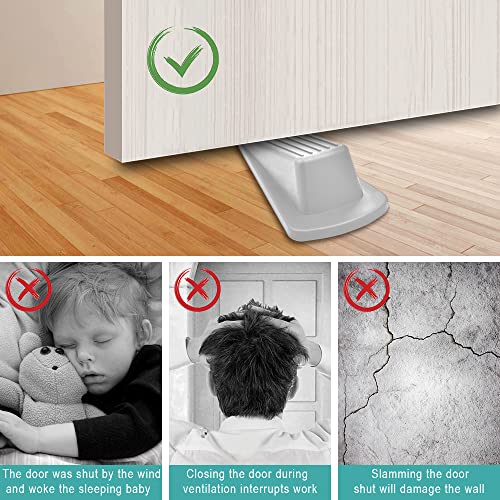 Vanleonet Door Stoppers,4 Pack Premium Rubber Door Stop Wedge, Prevent The Lock-Outs,Floor Sturdy Stackable Door Stop for Carpet Heavy Duty Door