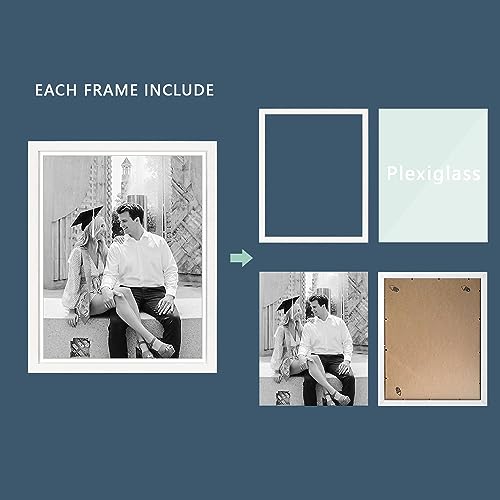 DBWIN 16x20 Picture Frame White Wood Pattern Poster Frame Plexiglass Front 2 Pack Photo Frame for Art Prints Wall Decor Vertically or Horizontally(LY01-16X20-WT)