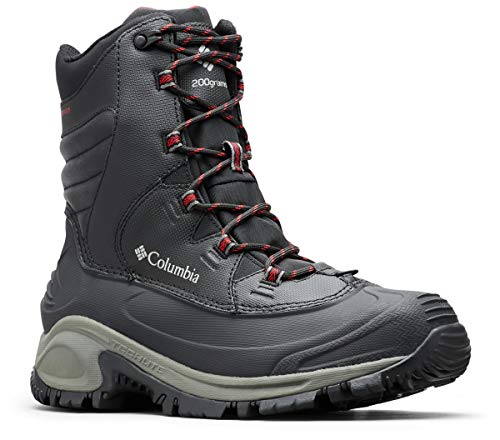 Columbia Men's Bugaboot III Wide Mid Calf Boot, Black, Bright red, 11.5 Wide US