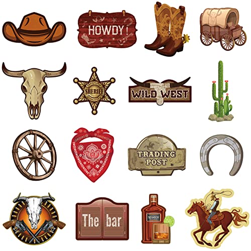 32 Pieces Western Party Decorations Cowboys Party Decorations Western Cutouts Cowboy Cutouts Wild Cutouts Country Party Decorations for Western Theme Cowboy Theme Birthday Party Supplies
