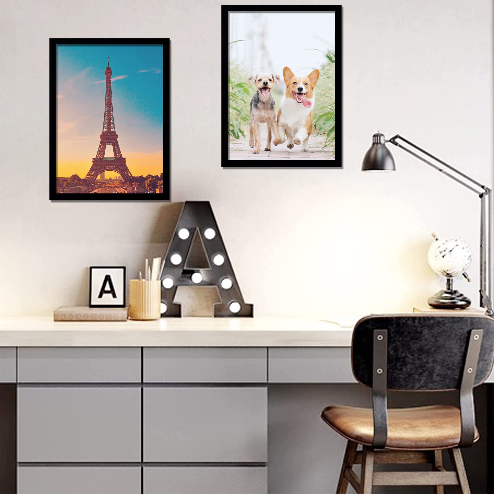 icariery 11x14 Picture Frame Set of 2, Black Photo Frames High Transparent Wall Gallery Desktop Horizontal Vertical for Canvas Collage Photo Poster Certificate 11 x 14 inches