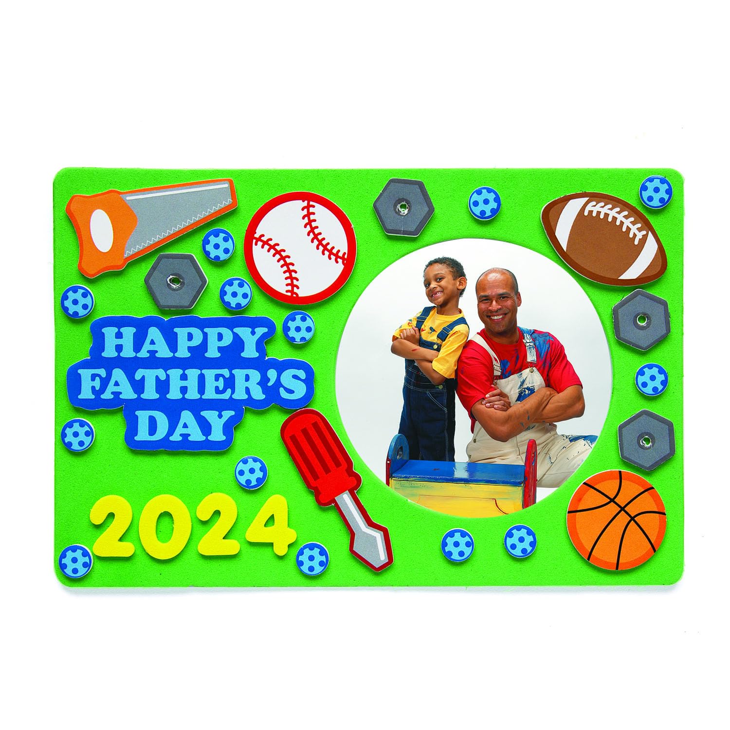 Fun Express 2024 Fathers Day Picture Frame Craft Kit, Set of 12, Great for Classroom, Summer Camp and Home Crafts for Kids