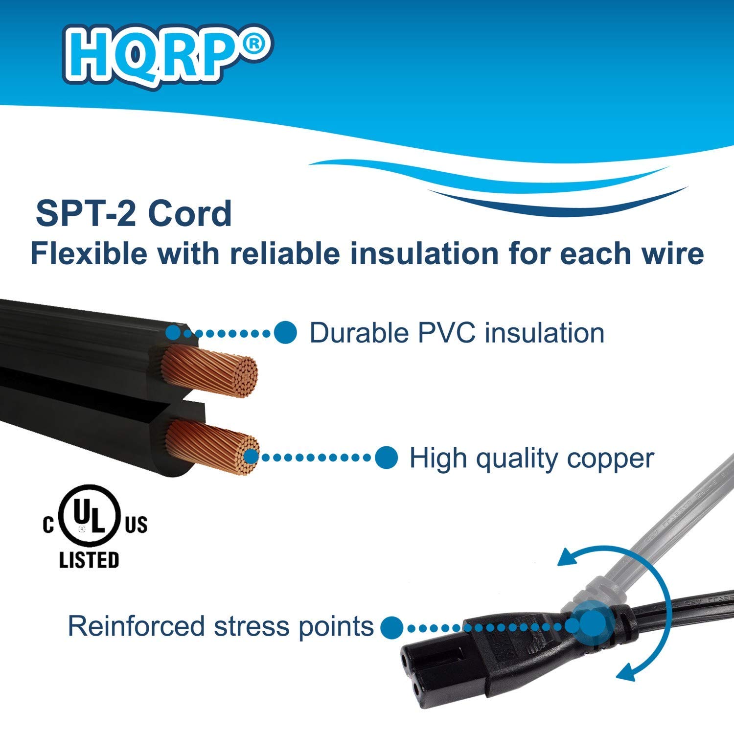 HQRP AC Power Cord Compatible with Bose Acoustimass Series 15 16 II Home Entertainment Speaker System Mains Cable, Black