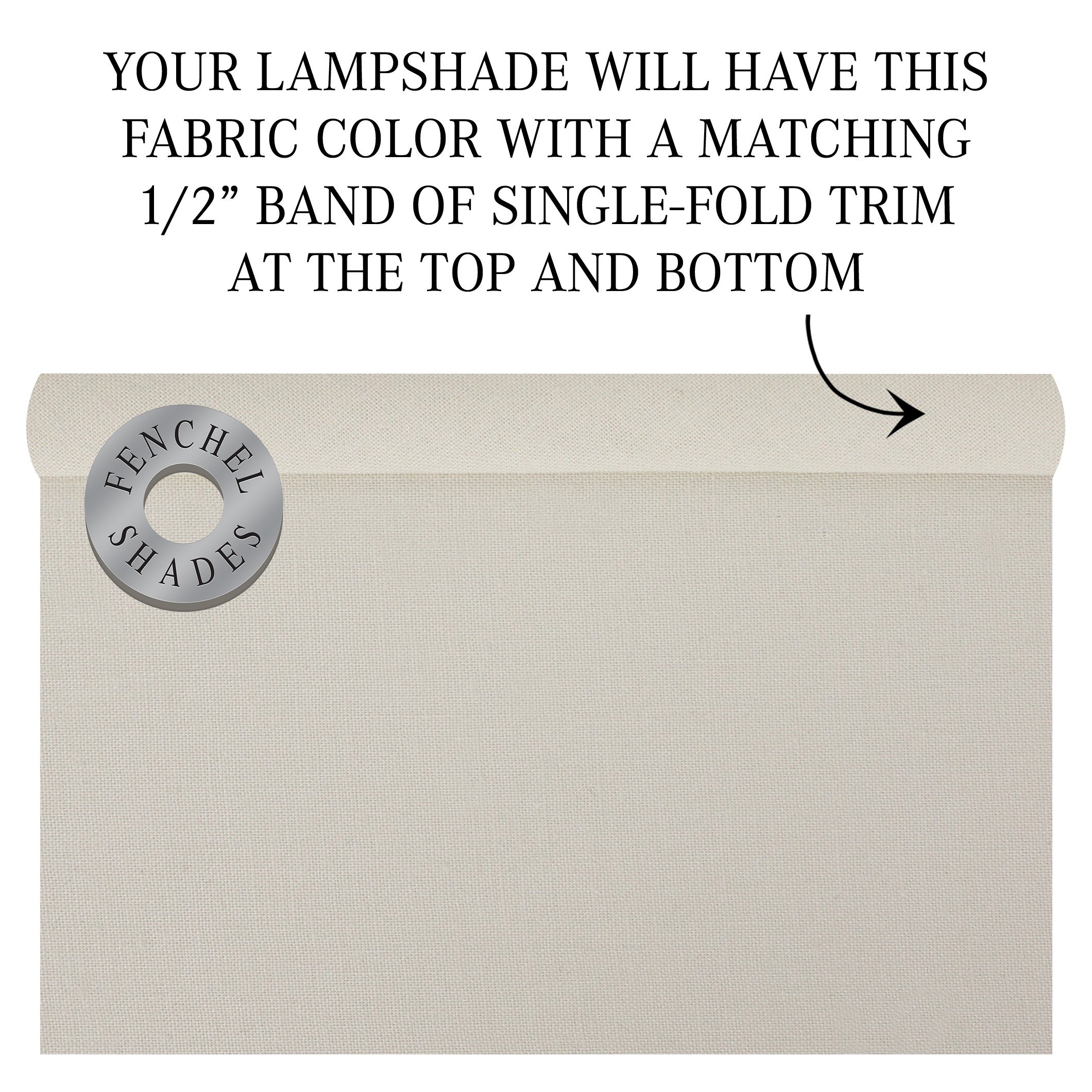 FenchelShades.com 6" Top Diameter x 14" Bottom Diameter x 12" Slant Height Fabric Barrel Lampshade Spider Attachment (Linen Ivory)