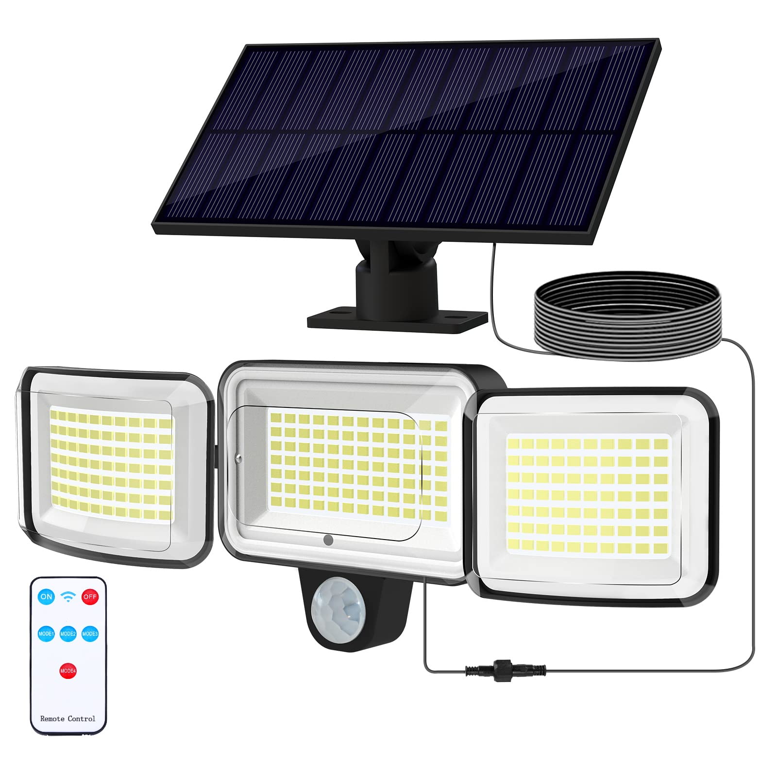 Adiding Solar Lights for Outside, 3500Lm 6500k Solar Flood Lights Outdoor, 224 LED*3 Security Motion Sensor Outdoor Lights for Dusk to Dawn Led Outdoor Lighting