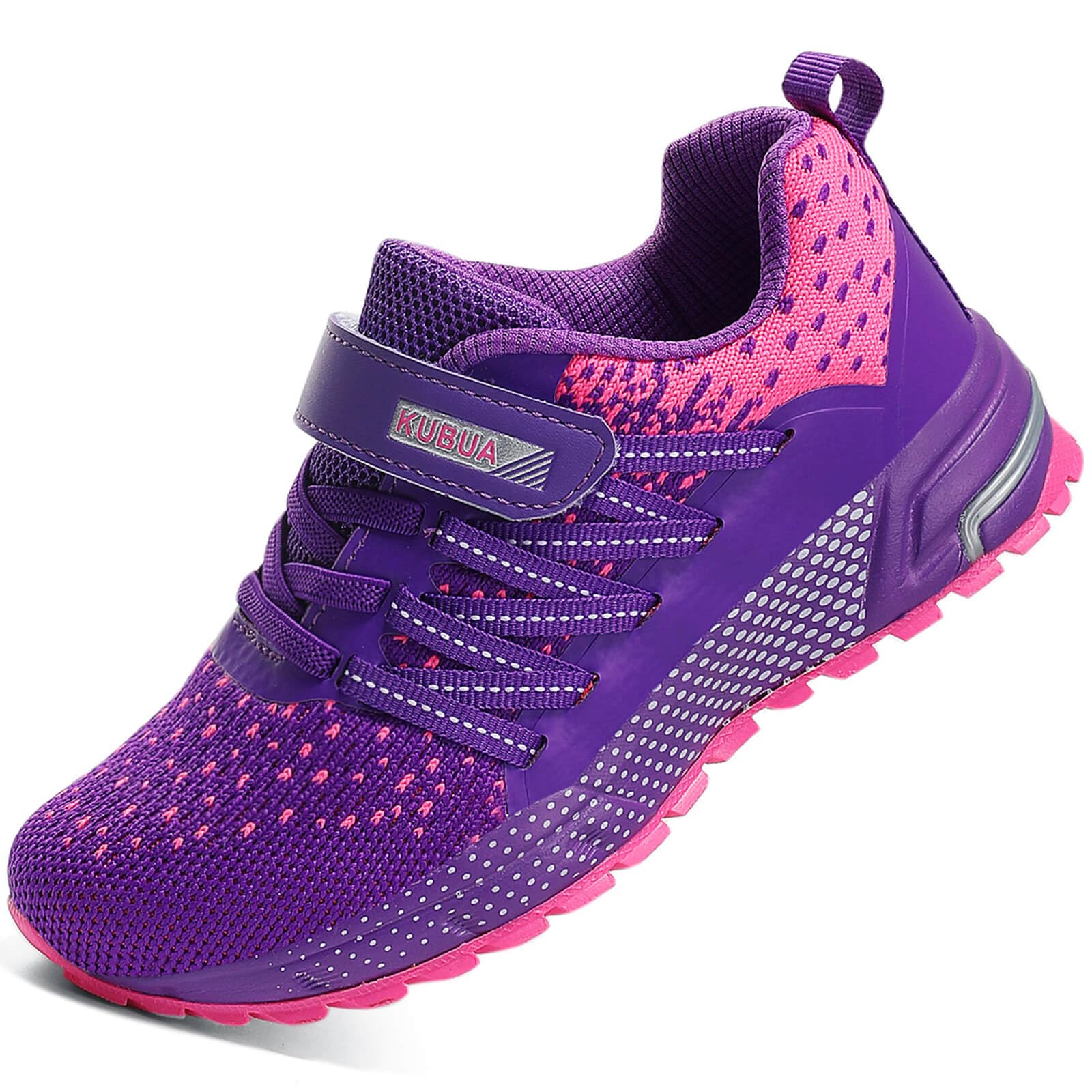 KUBUA Kids Sneakers for Boys Girls Running Tennis Shoes Lightweight Breathable Sport Athletic Purple B Big Kid Size 2