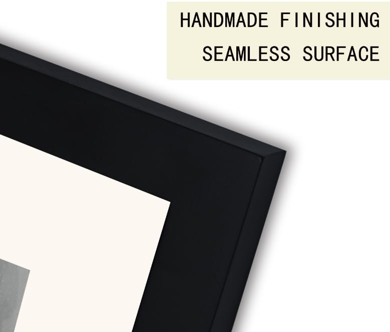 Art Emotion 20x24 Black Solid Wood Handmade Finishing seamless surface Picture Frame | Real Tempered Glass | Matted to 16x20 | Fits 20x24 Poster or 16x20 Photo | Wall Mounting Hardware Included