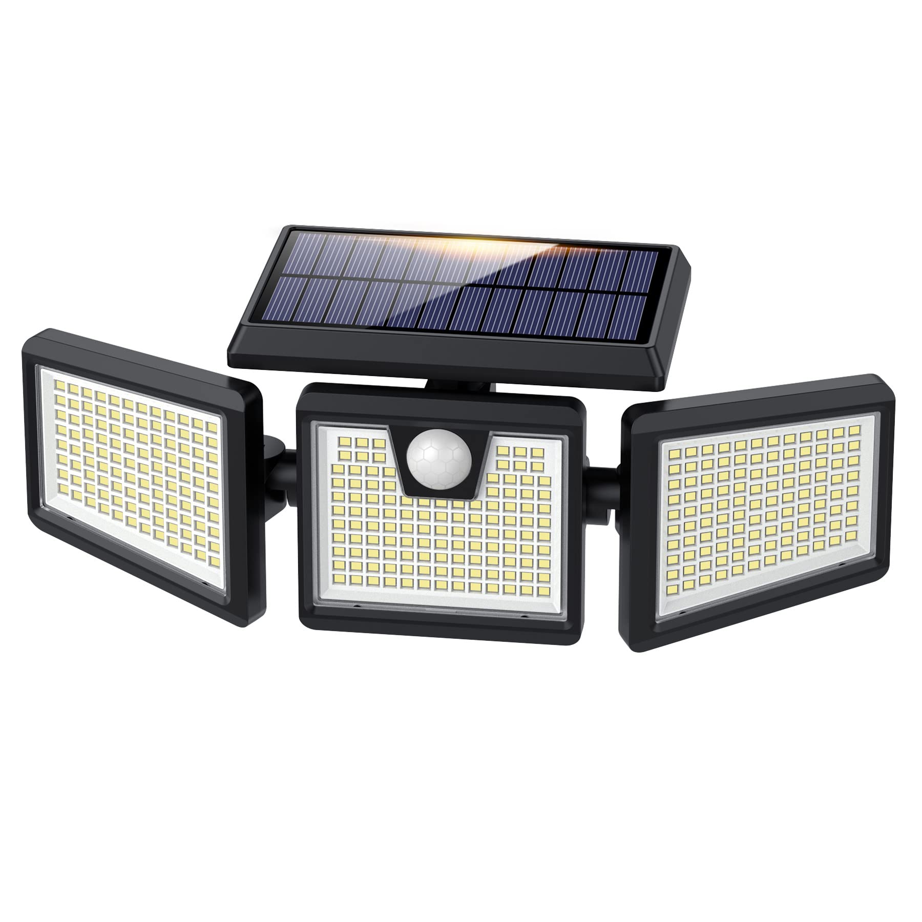 [1-Pack] Solar Outdoor Lights,Super Brightness 341 LED 3500LM Solar Motion Sensor Lights,270° Wide Angle,3 Head Security Lights with PIR,IP65 Waterproof Solar Flood Wall Lights for Garden Patio Yard