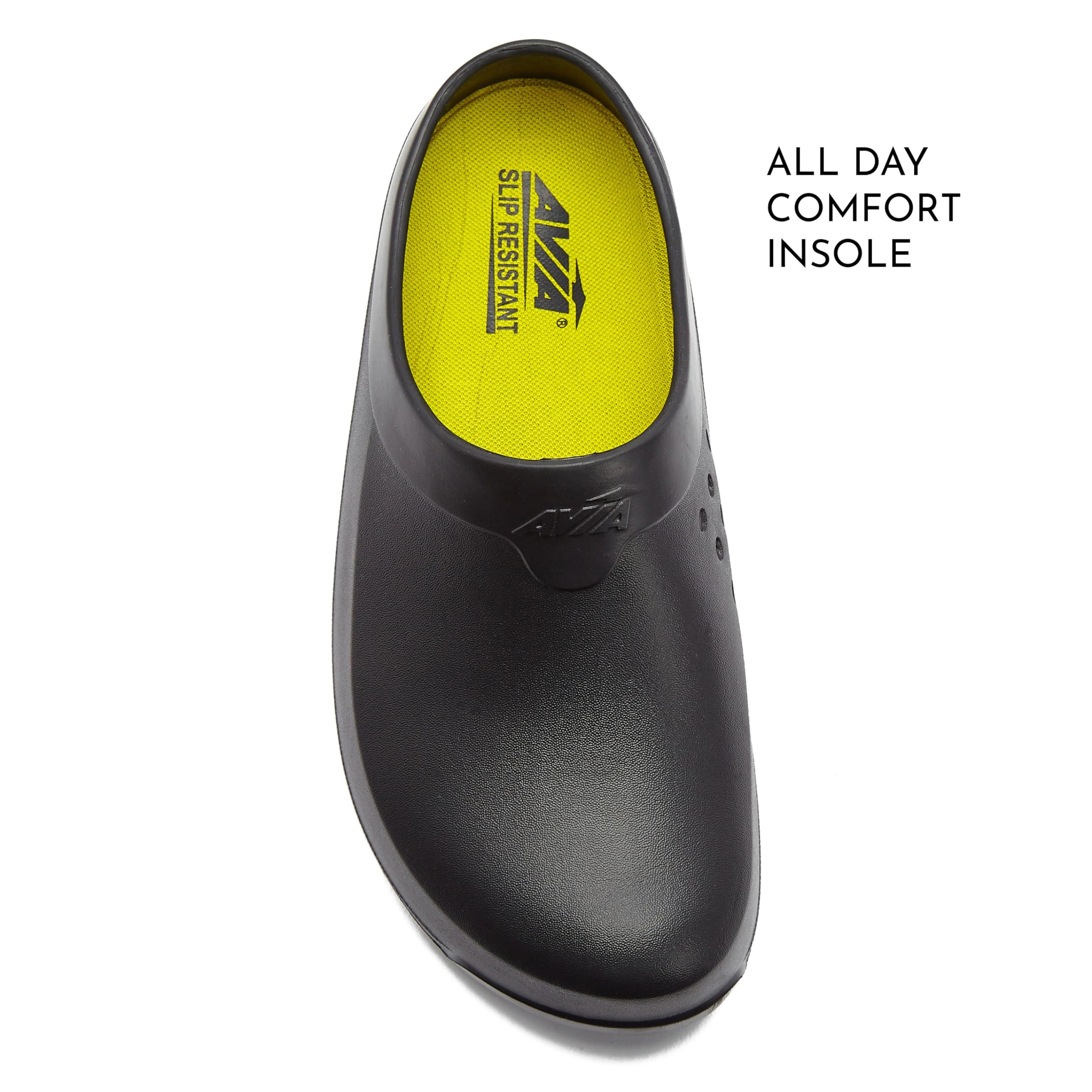 Avia Flame Men's Clogs, Slip Resistant Shoes for Men Food Service, Non Slip Restaurant and Chef Shoes Men Slip Resistant for Kitchen Work or Nursing - Black, 10 Medium