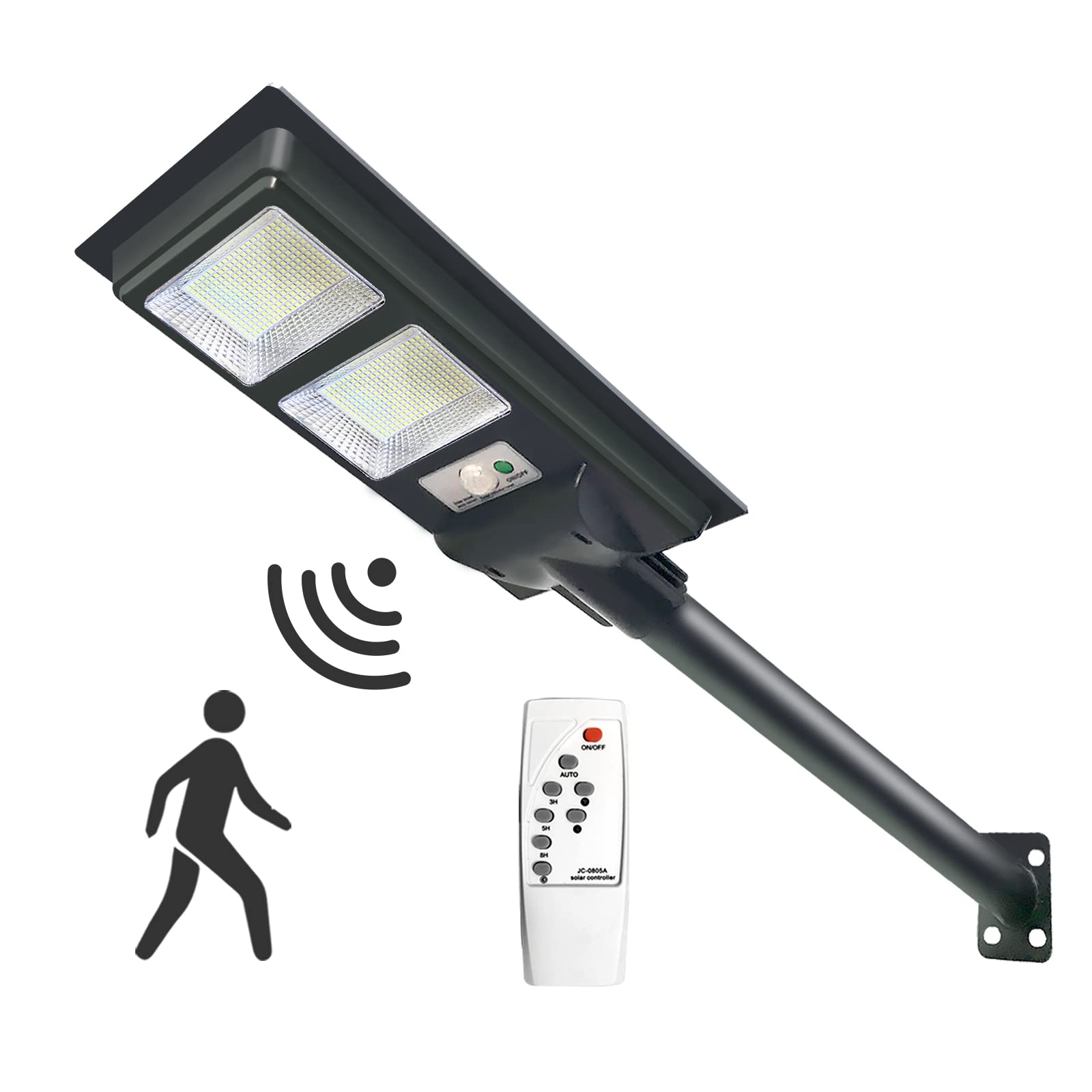 Wstan 6000LM 200W Solar Street Light Outdoor, 568LED Super Bright Solar Flood Lights, with Light Control & PIR Motion Sensor, Dusk to Dawn for Yard Garden, IP65 Waterproof