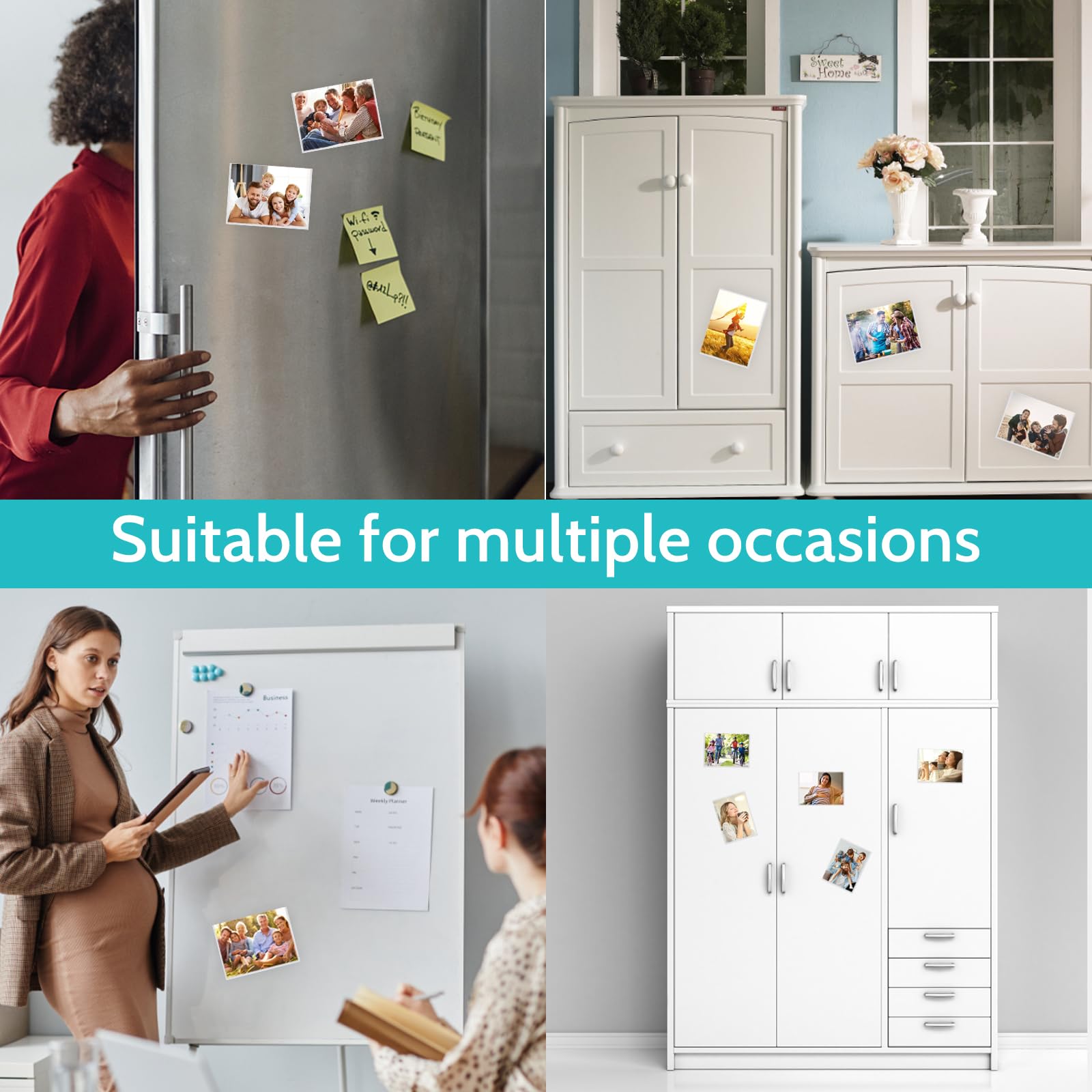 vivinin Magnetic Picture Frame, 12 Pack Magnetic Frame Reusable, Magnetic Photo Frames for Refrigerator 4x6β With White Border, Refrigerator Magnets For Pictures Suitable Home, School, Office