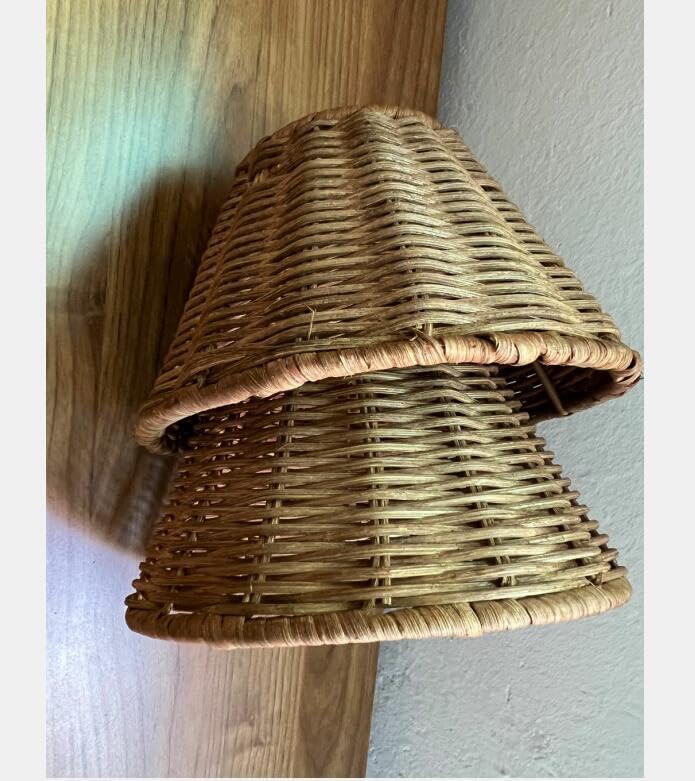 mini lampshades set of 2,mini rattan woven Lamp shade Set of 2,rattan small lampshade, boho replacement clip-on traditional shades