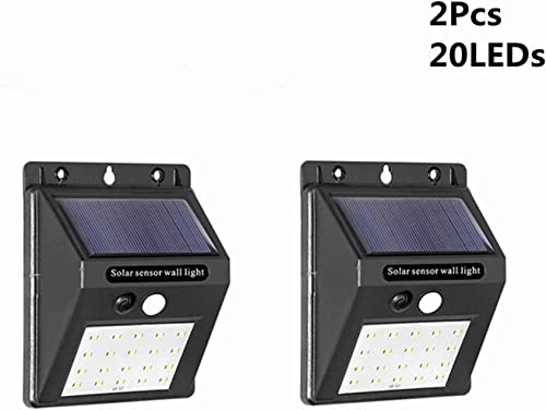 ERALP LED Outdoor Wall Light Solar Led Light Outdoor Lamp PIR Motion Sensor LED Wall Lights Sconce Waterproof Solar for Garden Street Lamp Outdoor Lighting Lamp (Size : 2Pcs 20Leds)