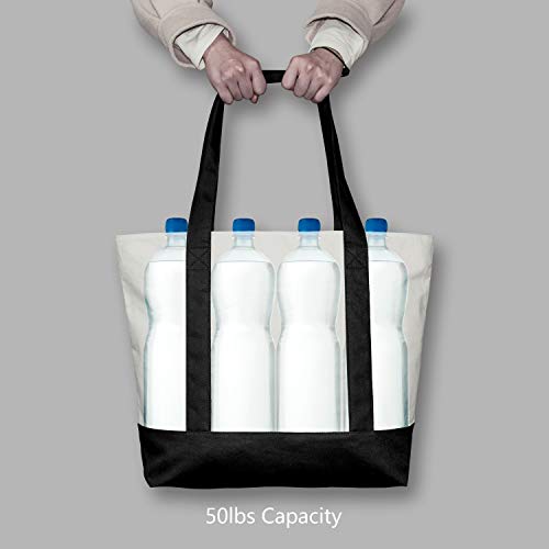 TOPDesign Embroidery Initial Canvas Tote Bag, Personalized Present Bag, Suitable for Wedding, Birthday, Beach, Holiday, is a Great Gift for Women, Mom, Teachers, Friends, Bridesmaids (Letter E)