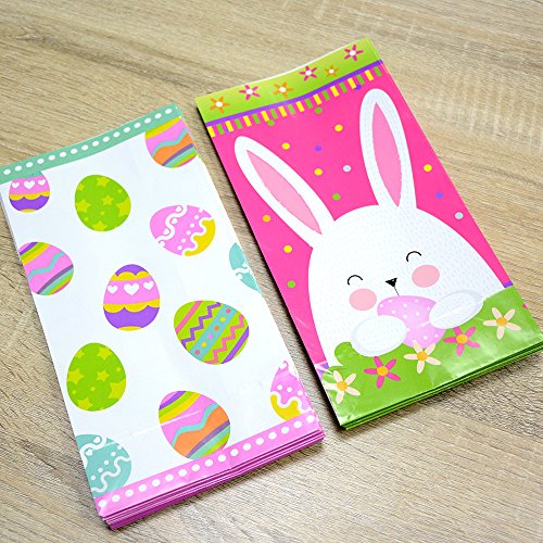 Easter Paper Bags for Kids - 20 Pack Easter Egg Bunny Party Bags for Easter Party, Birthday Party, White/Red Style by Lucky Party