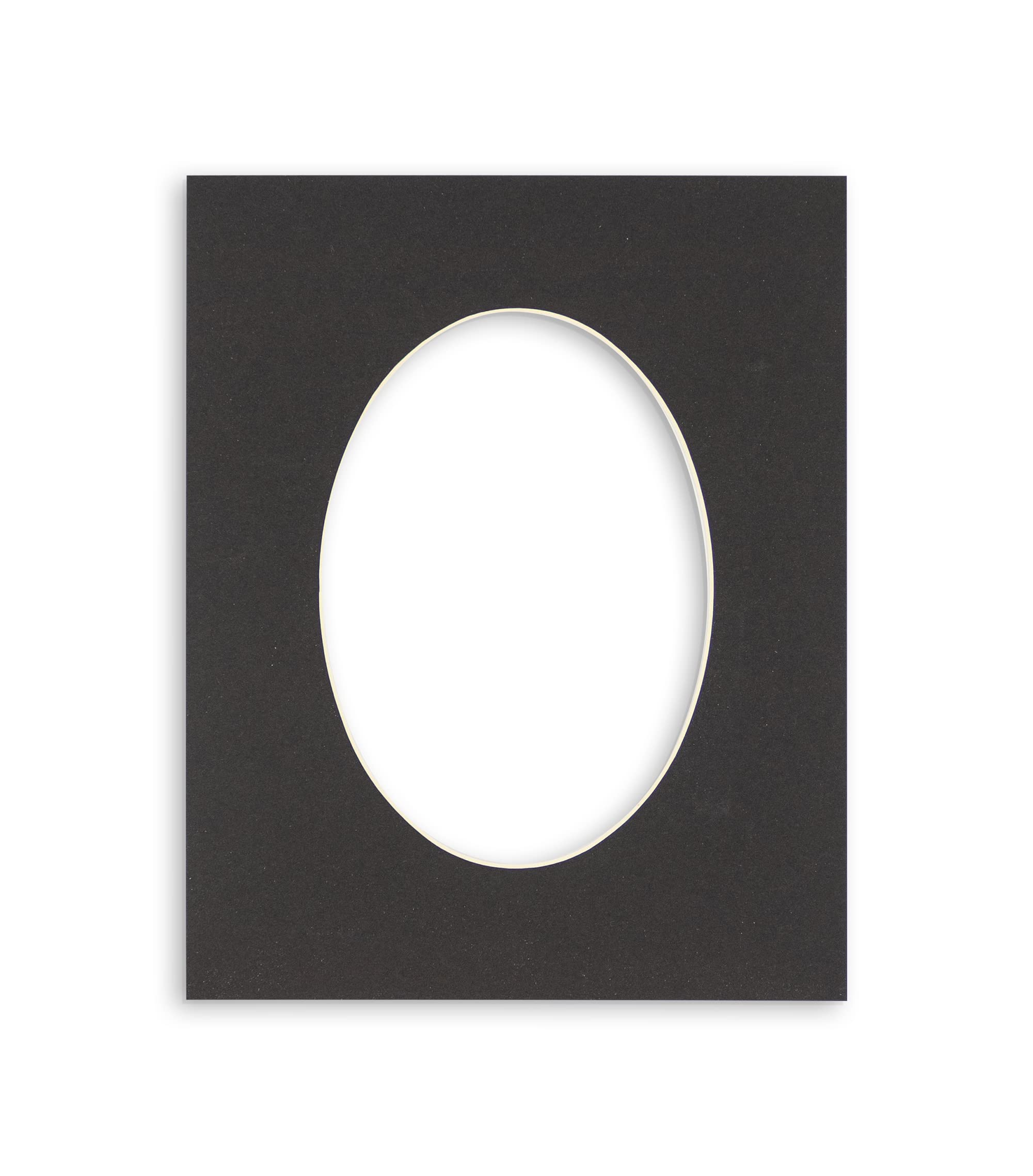 5x7 Mat Bevel Cut for 4x6 Photos - Precut Black Oval Shaped Photo Mat Board Opening - Acid Free Matte to Protect Your Pictures - Bevel Cut for Family Photos, Pack of 1 Matboard