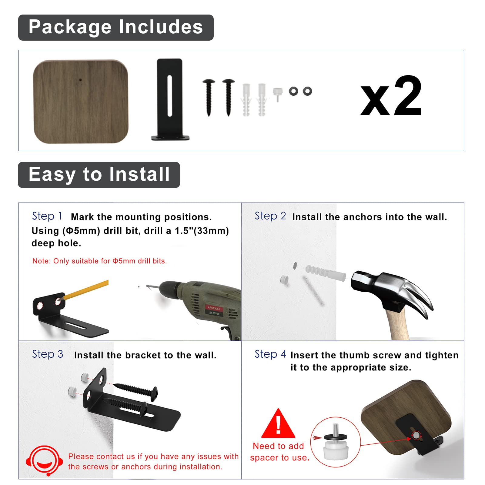 Universal Soundbar Wall Mount for Samsung, Bose, Polk Audio, Sonos Arc, JBL, Sony, Vizio, LG, TCL, Roku, Onn, Philips, Yamaha Soundbar Wall Mount Bracket Floating Shelves, with Hardware Kit