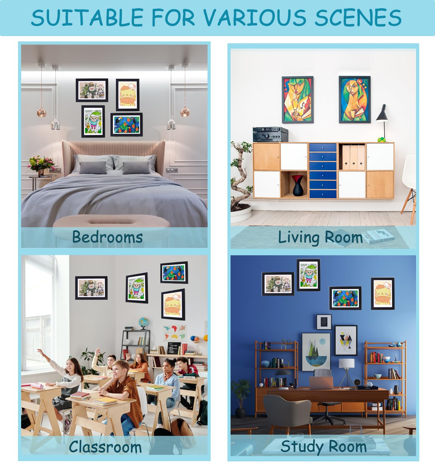 Eeyaniy Kids Artwork Frames Changeable 2-Pack, Front Opening Holds 150 Pcs, kids Art Frames With Mat, Picture Frame 8.5×11in for Display Kids Art Work,Drawing,Photos,Crafts,Hanging Art,Portfolio