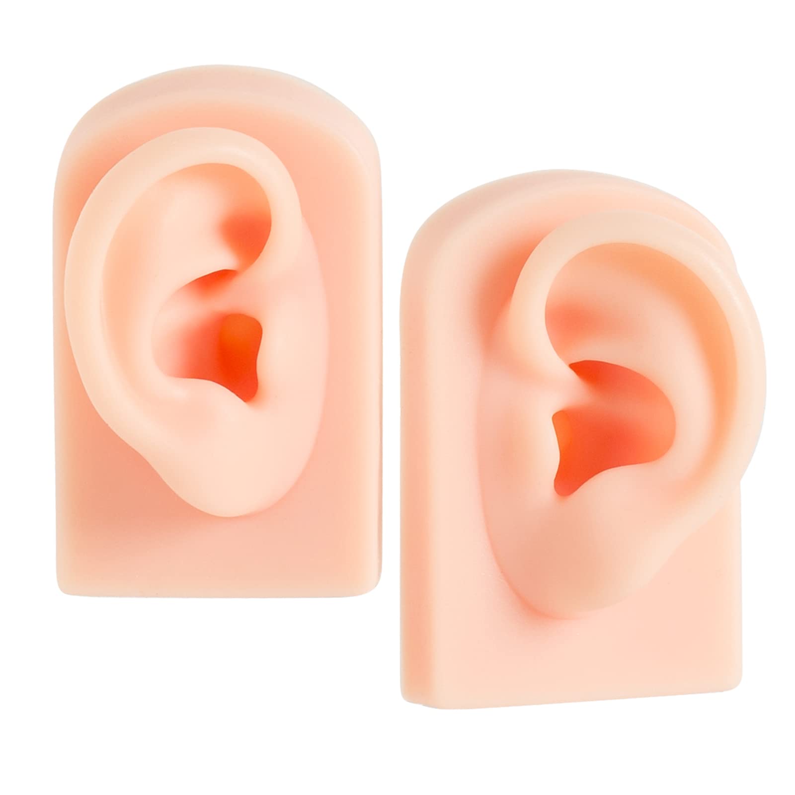 Soft Silicone Ear Left and Right Side Flexible Ears Model Earrings Jewelry Display Ear Piercing Practice Acupuncture Teaching Ear Mold Light Skin