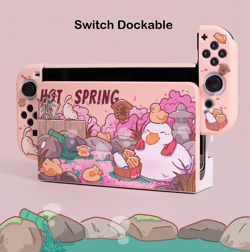 Kiloluv Spa Ducks Switch OLED Protective Case Skin Cover Case Compatible with Nintendo Switch OLED Model 2021