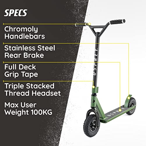 Osprey Dirt Scooter | for Adults and Beginners Bicycle with Chunky Road Tyre Off Road All Terrain Pneumatic Trail Tires and Aluminium Deck, Multiple Colours