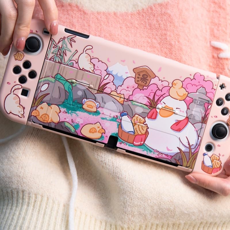 Kiloluv Spa Ducks Switch OLED Protective Case Skin Cover Case Compatible with Nintendo Switch OLED Model 2021