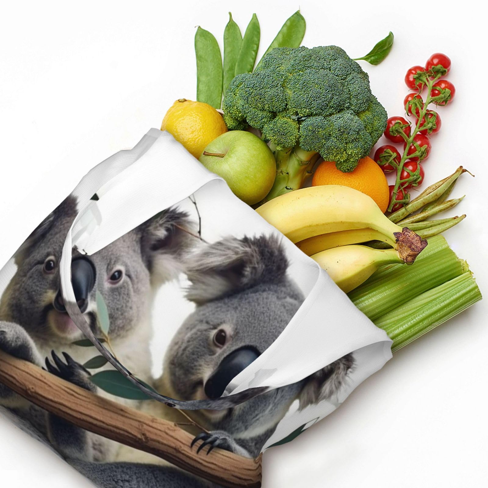 Funny Koalas Print Canvas Tote Bag Aesthetic Tote Bag Reusable Shopping Bag For Women Men Gift Bag