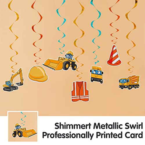 Construction Hanging Swirls - 24 PCS Construction Party Decorations for Boys Birthday Party Supplies Dump Truck Hanging Decor Ceiling Streamers