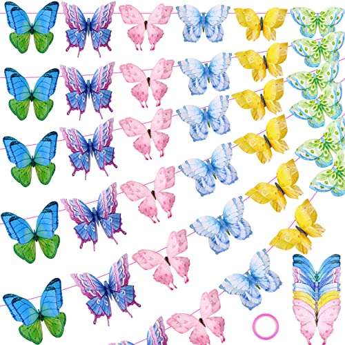 Gueevin 60 Pcs 50 ft Butterfly Garland Butterfly Banner Butterfly Party Decorations Tea Party Decoration for Tea Party Fairy Party Butterfly Party Wedding Baby Shower