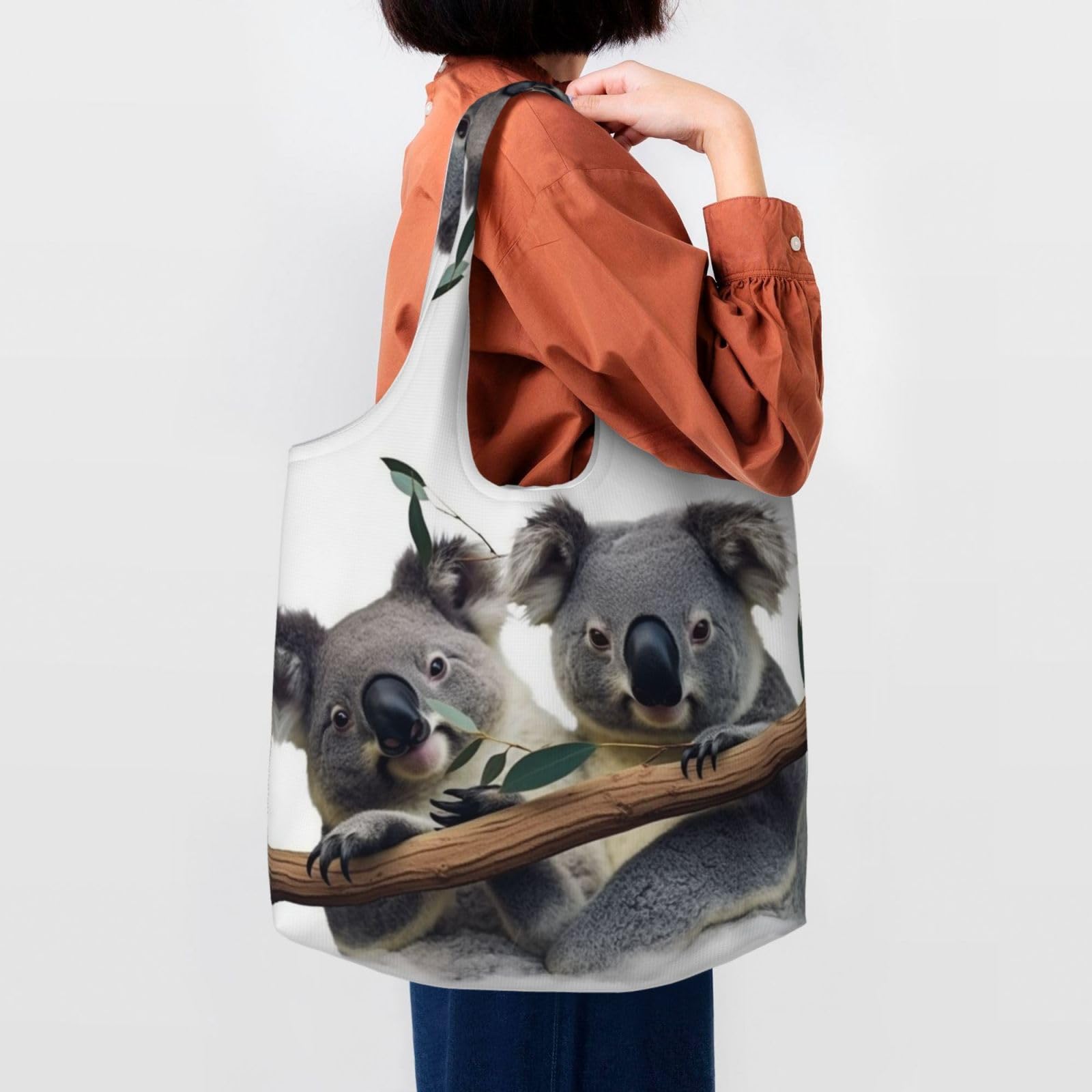 Funny Koalas Print Canvas Tote Bag Aesthetic Tote Bag Reusable Shopping Bag For Women Men Gift Bag