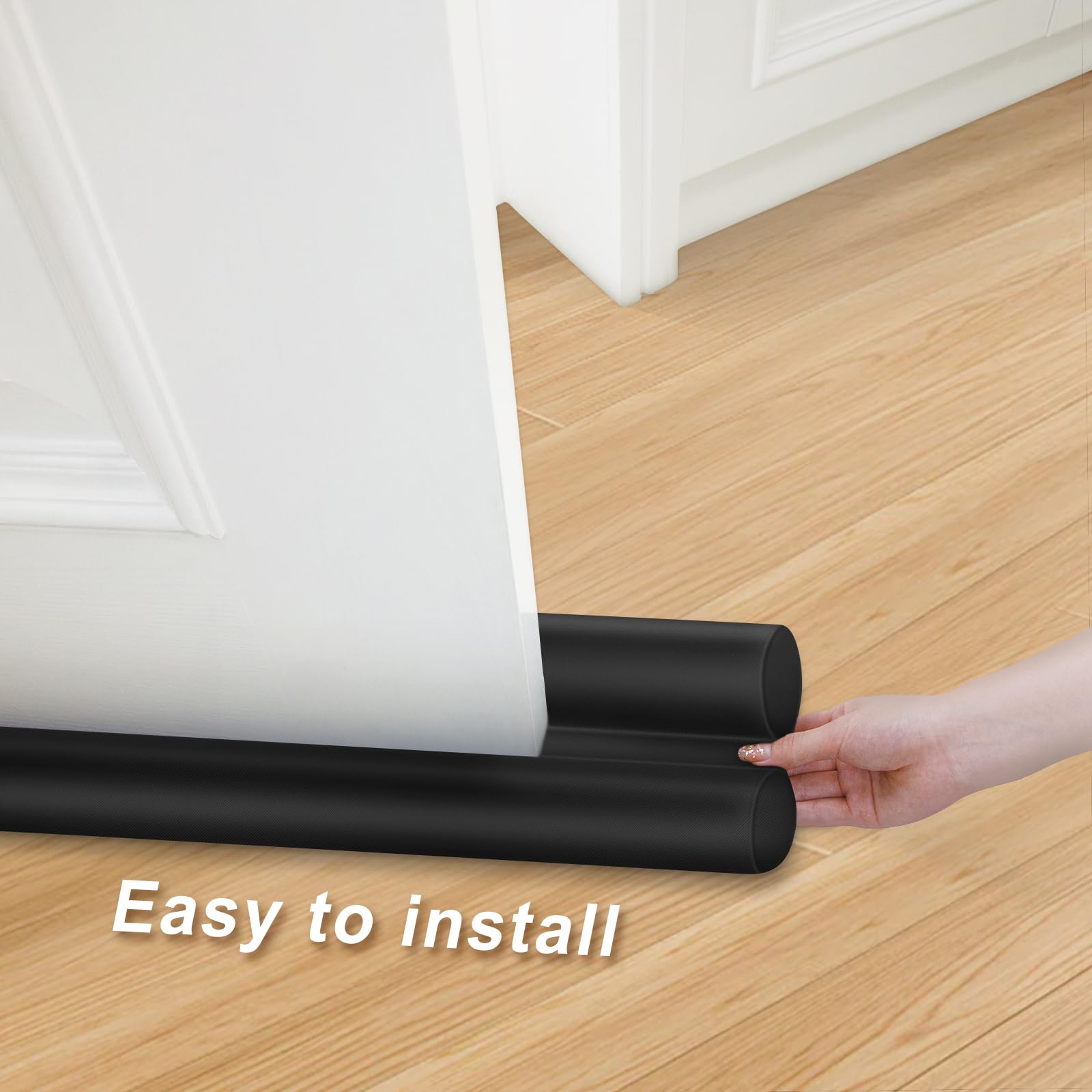 MAXTID Large Door Draft Stopper for Bottom of Doors 36” Under Door Draft Noise Blocker Black Gap Stoppers Door Draft Guard for Bottom of Doors Adjustable Door Sweep Draft Seal Home Essentials Gadgets