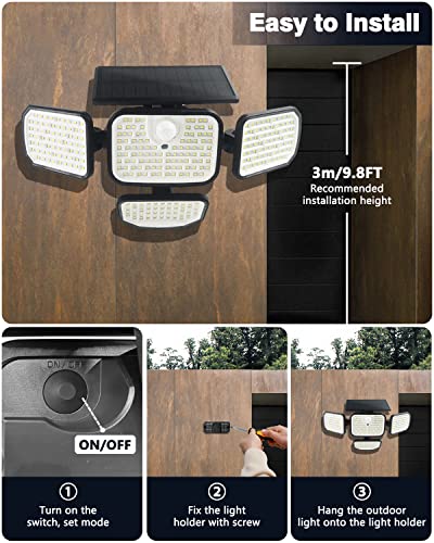 FREECUBE Solar Flood Lights Outdoor, Remote Controlled with 3 Modes, IP65 Waterproof, Motion Sensing for Garden Yard Garage Patio Pathway 1 Pack