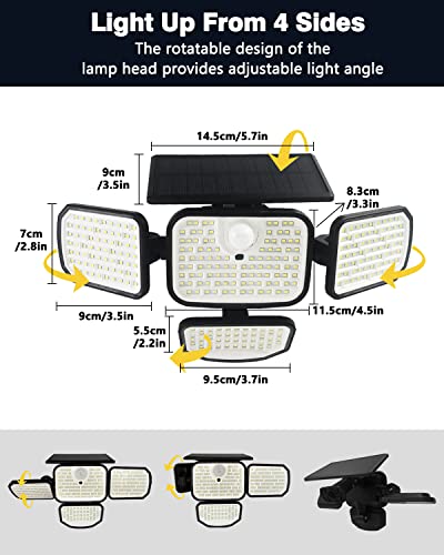 FREECUBE Solar Flood Lights Outdoor, Remote Controlled with 3 Modes, IP65 Waterproof, Motion Sensing for Garden Yard Garage Patio Pathway 1 Pack