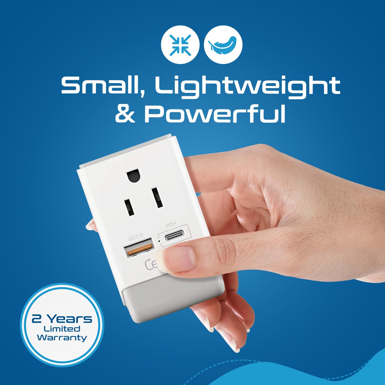 Ceptics Israel Travel Adapter 2 Pack Set, QC 3.0 & PD, Safe Dual USB & USB-C - 2 USA Socket Compact & Powerful - Use in Palestine, Gaza Strip - Type H - AP-14 - Fast Charging (AP-14-2PK)