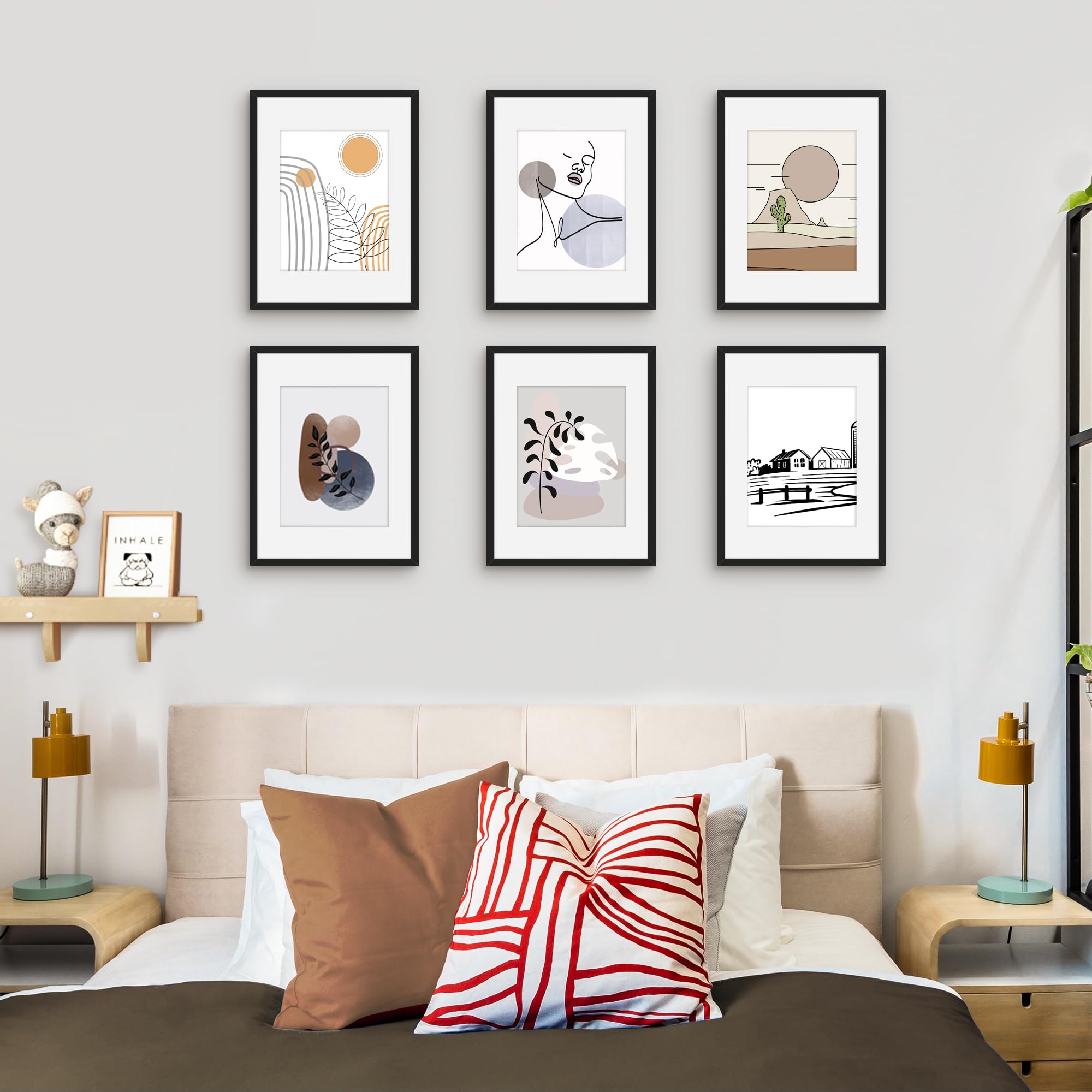Picrit 12x16 Picture Frame Set of 12, Display 8.5x11 with Mat or 12x16 Without Mat, Photo Frames for Wall Mounting Display, Black.