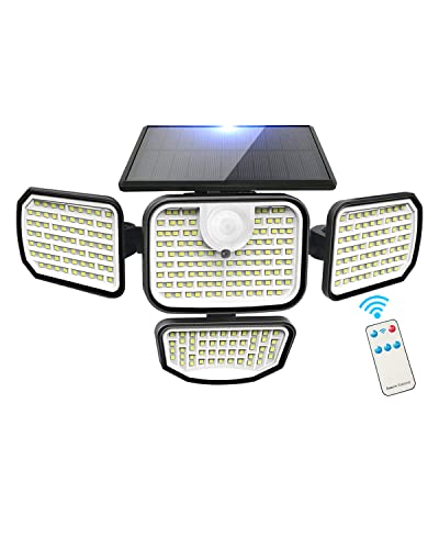 FREECUBE Solar Flood Lights Outdoor, Remote Controlled with 3 Modes, IP65 Waterproof, Motion Sensing for Garden Yard Garage Patio Pathway 1 Pack