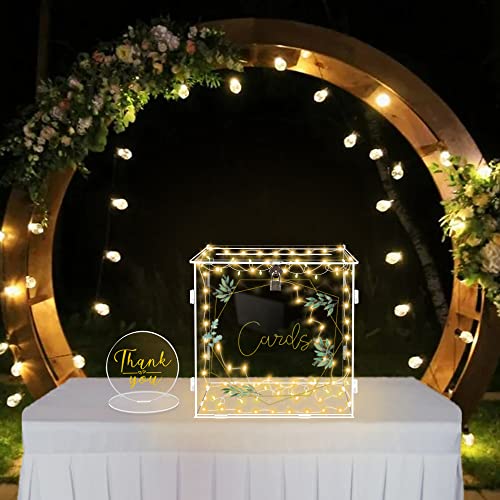 OurWarm Acrylic Wedding Card Box with Lock, Gift Card Box for Wedding Reception, Wedding Money Card Box for Party Graduation Birthday Baby Shower Decorations