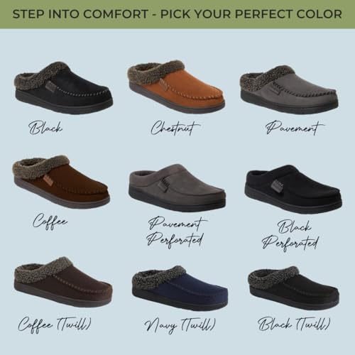 Dearfoams Men's Indoor/Outdoor Breathable Memory Foam Clog Offered in Wide Widths, Black, Large