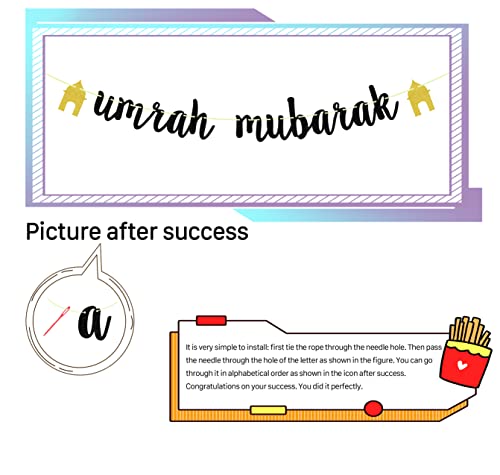 Umrah Mubarak Banner Eid Mubarak Banner Gold GlitterEid Mubarak Decorations | Eid Mubarak Party Decorations Supplies Eid Mubarak Party Decorations(Gold and Black)
