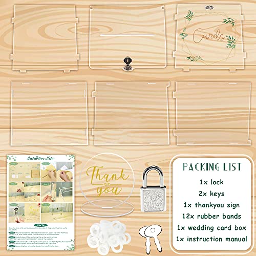 OurWarm Acrylic Wedding Card Box with Lock, Gift Card Box for Wedding Reception, Wedding Money Card Box for Party Graduation Birthday Baby Shower Decorations