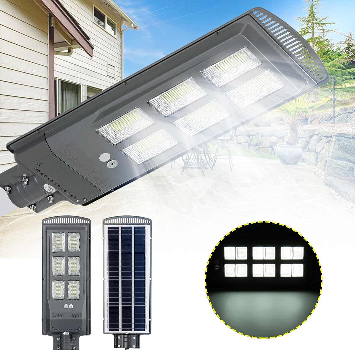 SISHUINIANHUA 3500W 4000W LED Solar Street Light PIR Motion Sensor Lamp with Remote Controller for Outdoor Garden Patio Street Lighting,Black,4000w