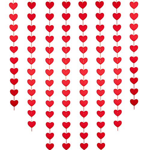 Adeeing 100 Felt Red Hearts Garland Valentines Day Decoration No DIY Required Red Heart Hanging String Garland 4 Pack for Home Wedding Anniversarty Bridal Shower Party Supplies Photo Backdrop