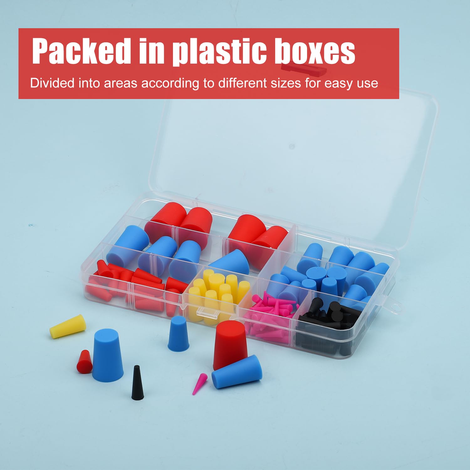 110pcs Silicone Tapered Plugs, 8 Sizes 1/16-5/8in High-Temperature Resistant Stoppers Tapered Plug Rubber Cork for Hole Spraying Coatings Paint Protection