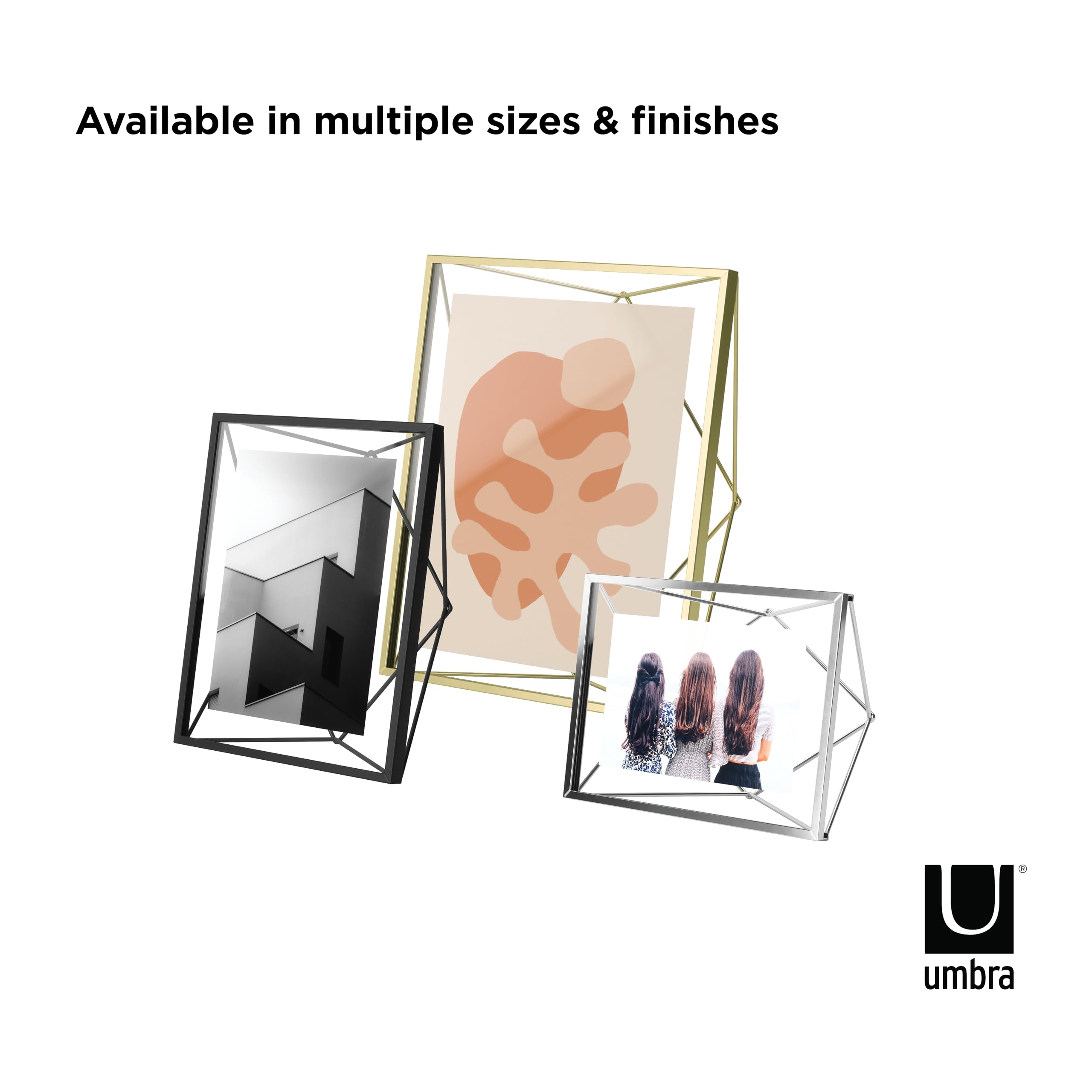 Umbra Prisma Picture Frame, 4x6 Metal Photo Display for Desk or Wall, 4" x 6", Chrome