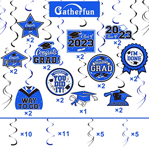 31 Pieces Graduation Party Supplies, 2023 Graduation Hanging Swirl Congrats Grad and Graduation Party Decorations(Blue, Black)