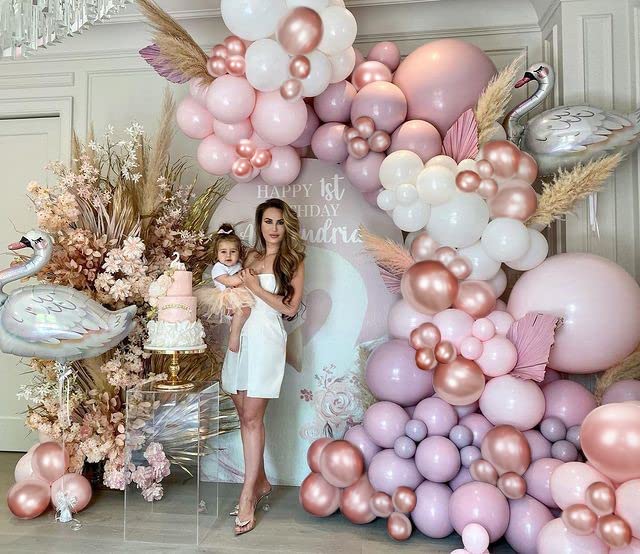 Woaipati Pastel Pink Purple Balloon Arch Kit Double Stuffed Lavender Balloon Garland Baby Shower Decorations for Girl Birthday Party Bridal Shower Bachelorette Engagement Wedding Party Decorations