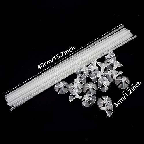 VIDELLY 100 Pieces Balloon Sticks 16inch Bobo Balloons Sticks Clear Plastic Balloon Sticks Holders With Balloon Cups for Party Wedding Birthday Anniversaries Valentine’s Day Decor Party Supplies