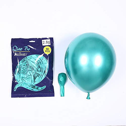 BALONAR 3.2g 12Inch 90pcs Metallic Chrome Balloon in Blue Green and Purple for Wedding Birthday Party Decoration (Blue Green Purple)